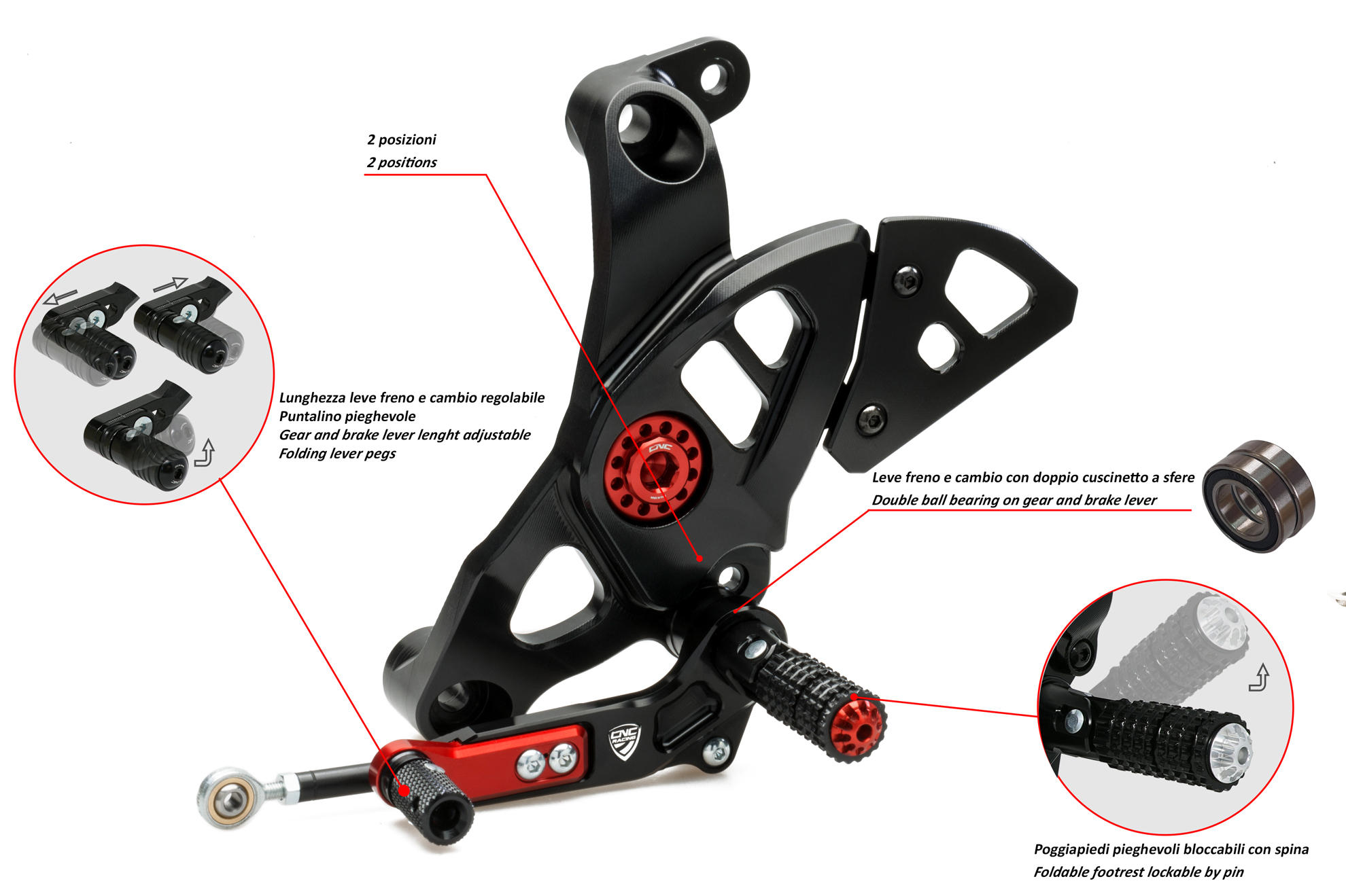 ADJUSTABLE REAR SETS DUCATI | Cnc Racing